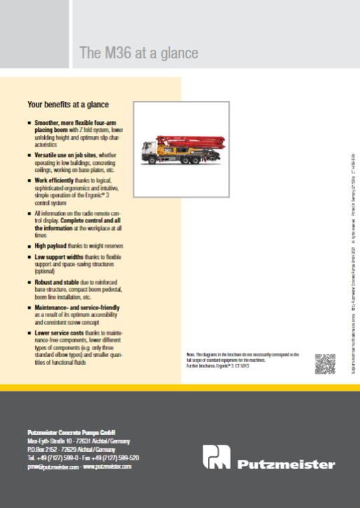 Efficient All Rounder M36-4 Used Putzmeister Concrete Pumps Truck