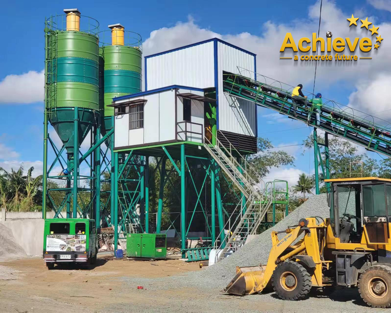 Achieve HZS60 Concrete Batching Plant Finished Installation in Philippines